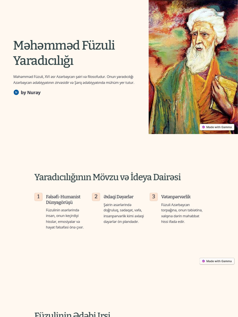Mehemmed Fuzuli Yaradiciligi | PDF