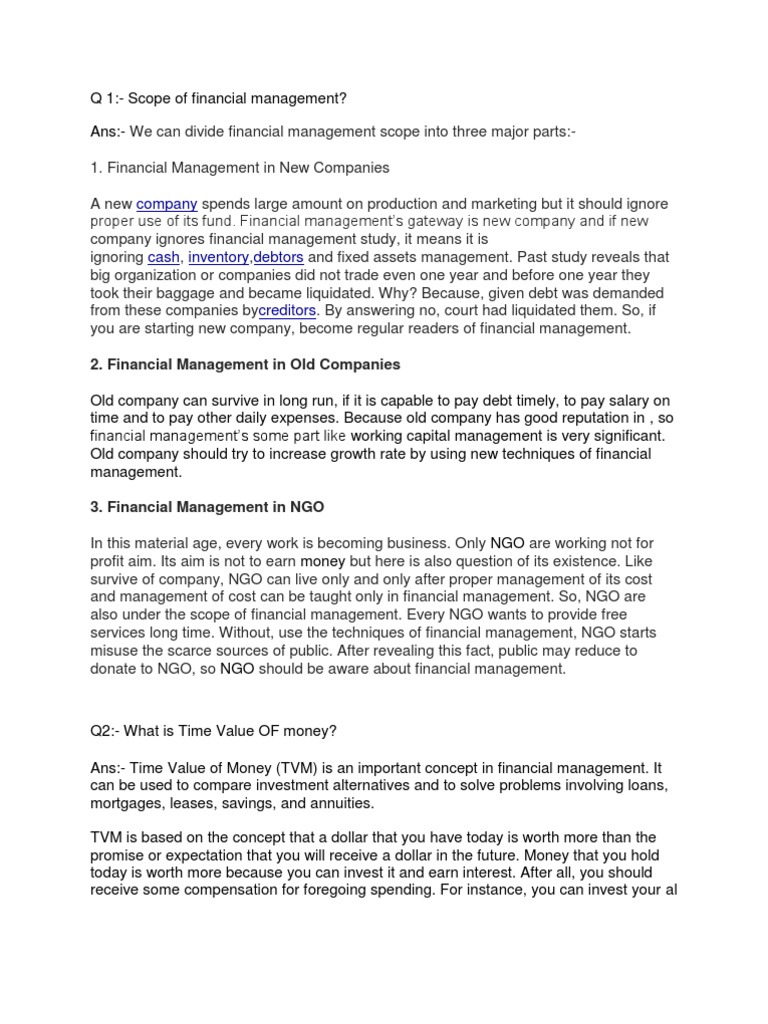 Financial Management Scope Explained | PDF | Capital Structure ...
