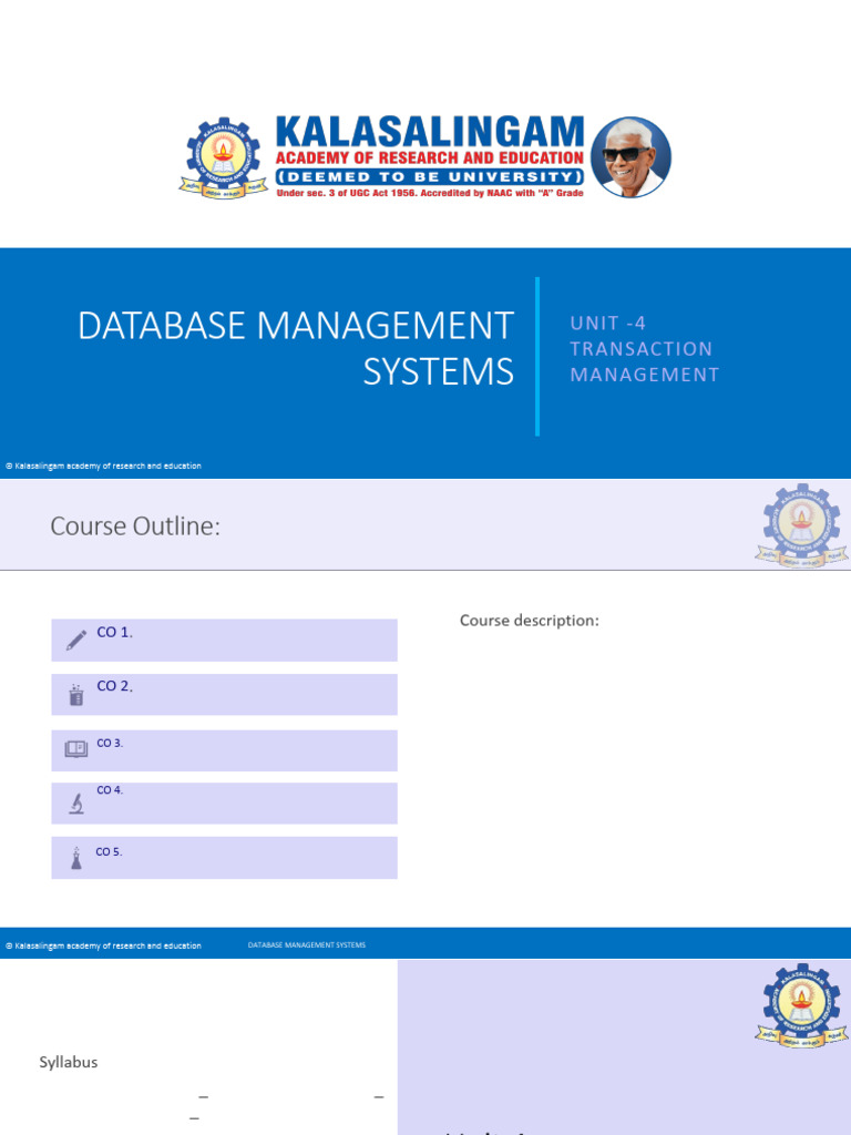 Unit 4 Concurrency Control | PDF | Acid | Database Transaction