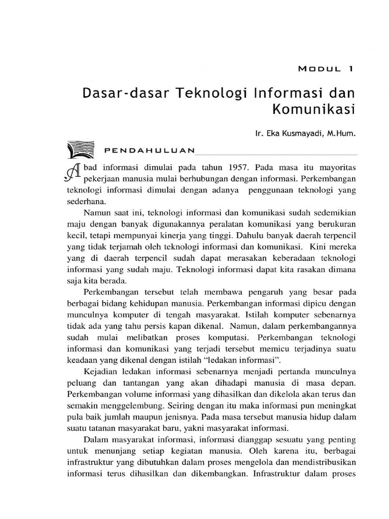 Modul 1 - Dasar-Dasar Teknologi Informasi Dan Komunikasi | PDF