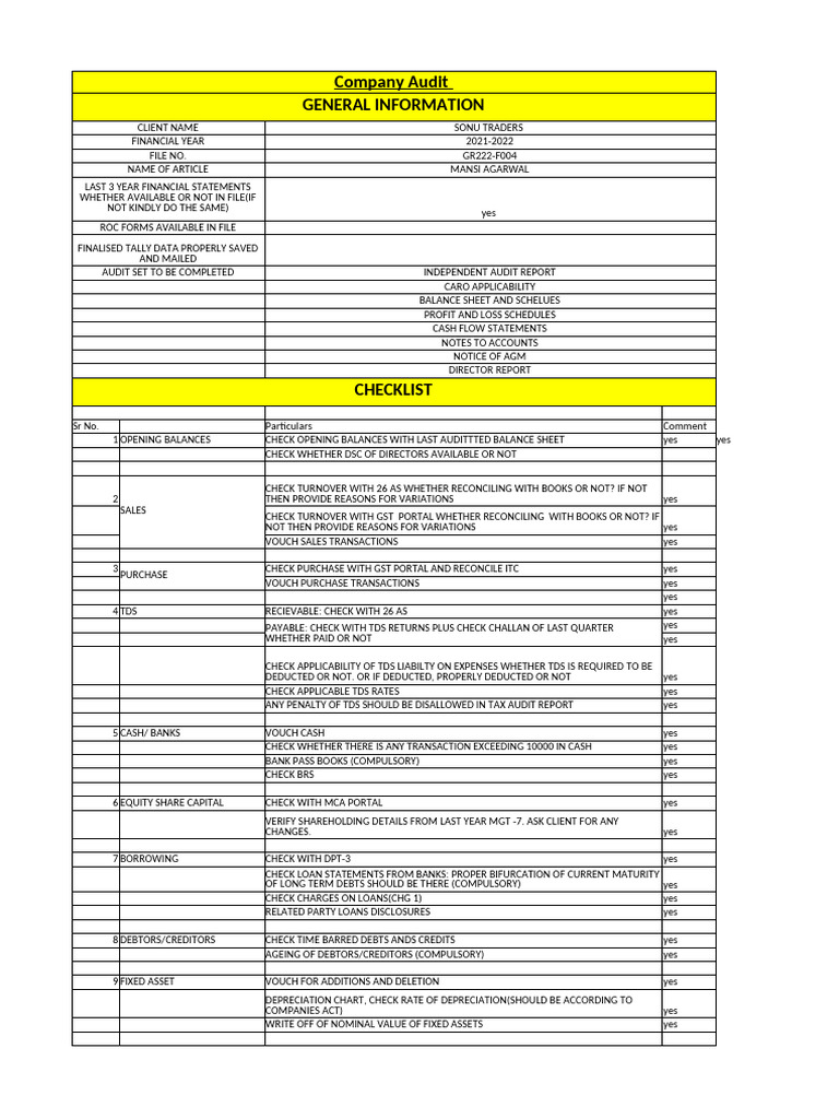 Company Audit Checklist | PDF