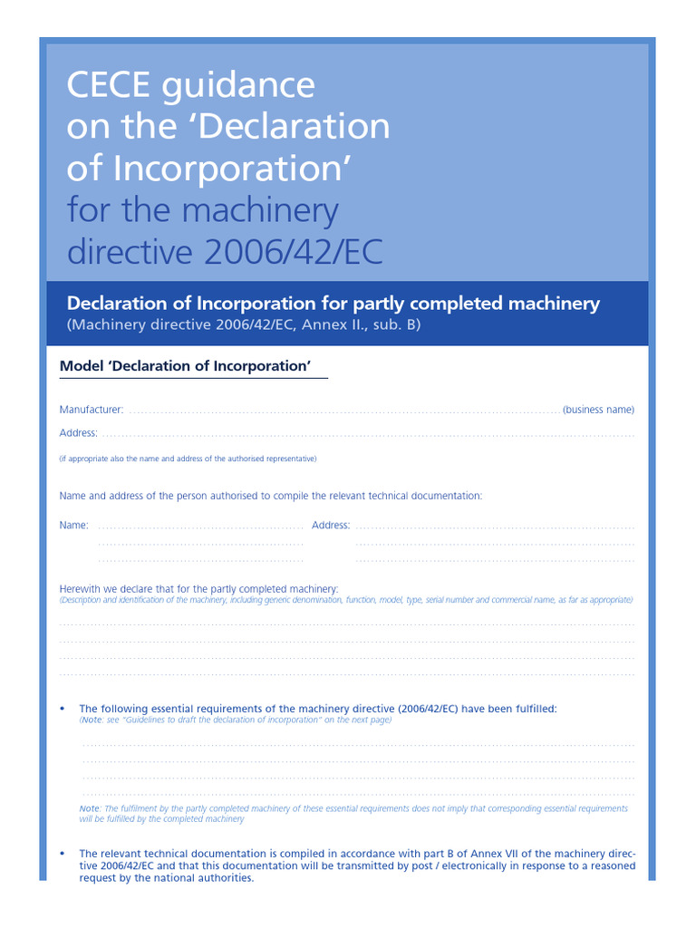 2011 11 CECE Guidance-Declaration of Incorporation PDF | PDF