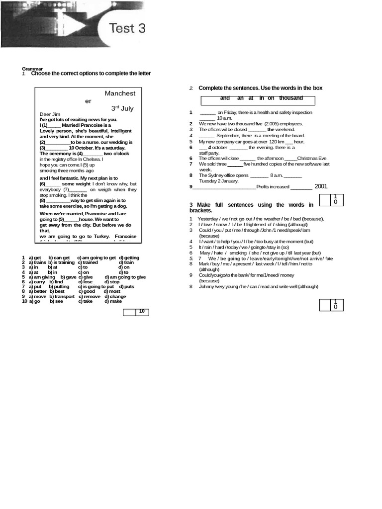 Elementary Test 3,4 | PDF