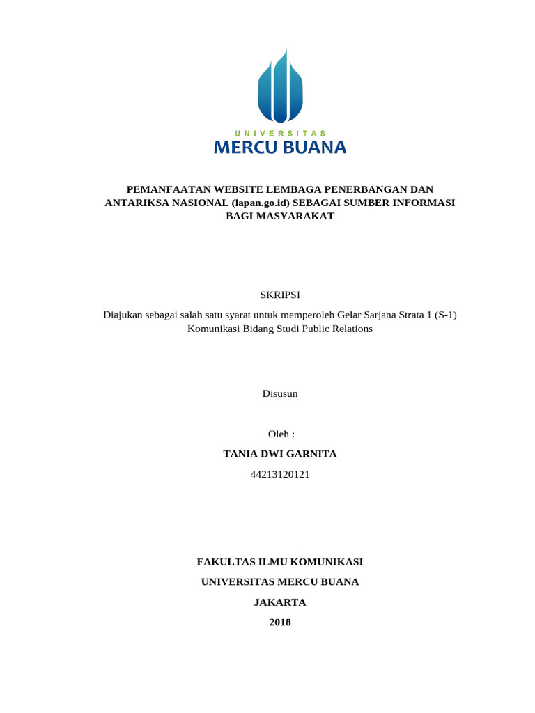 Cover Skripsi Mercu Buana | PDF