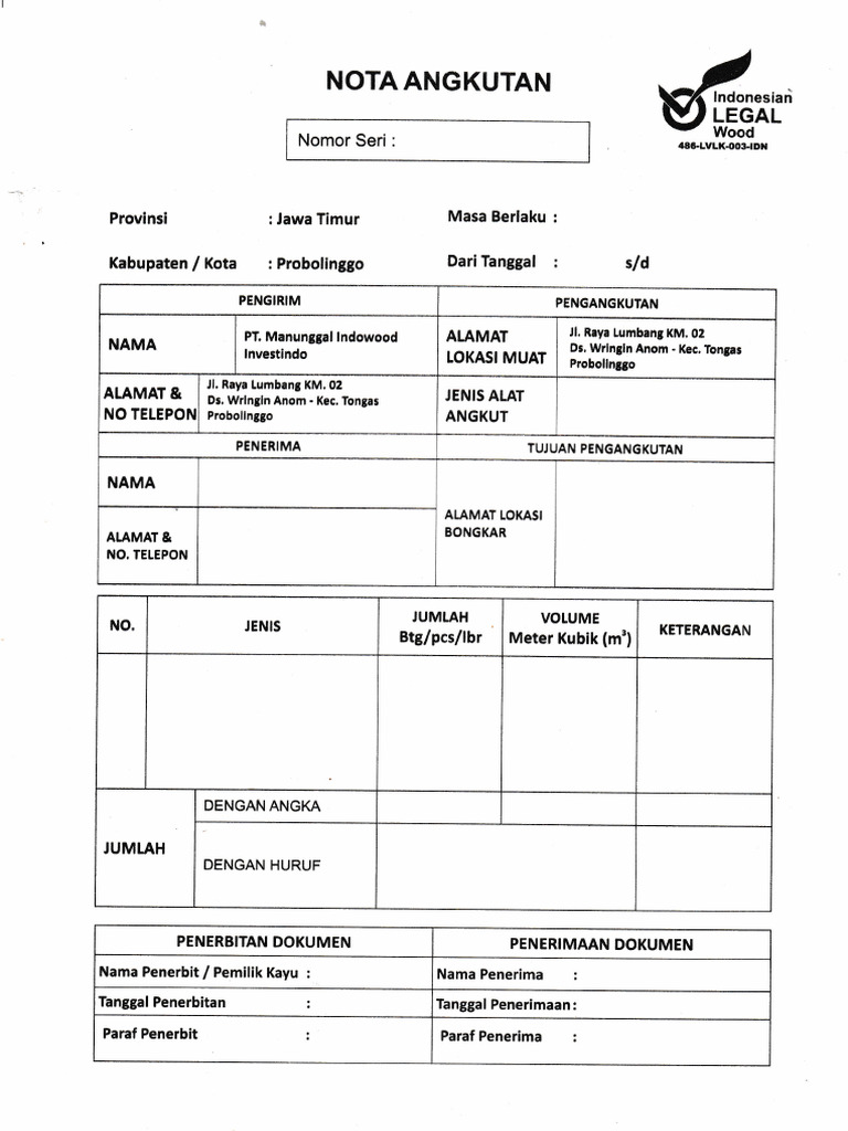 Nota Angkutan PT Mii | PDF