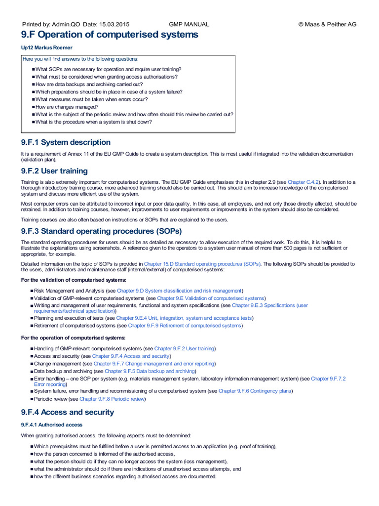 9.F Operation of Computerised Systems | PDF