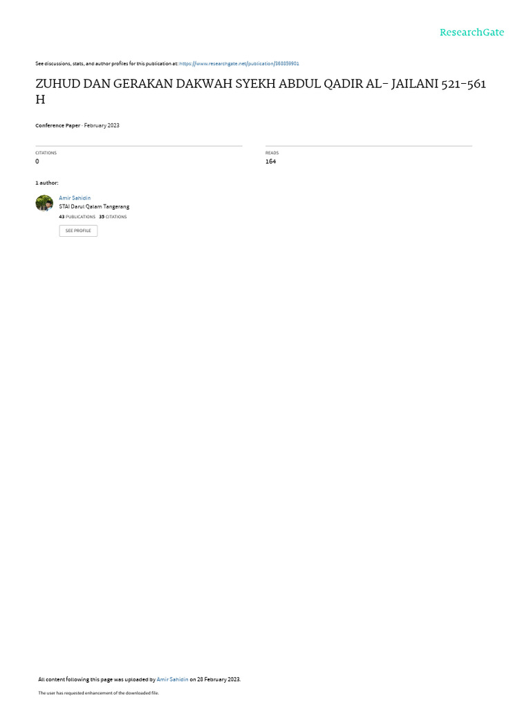 17 23 Zuhud Dan Gerakan Dakwah Syekh Abdul Qadir Al Jailani | PDF