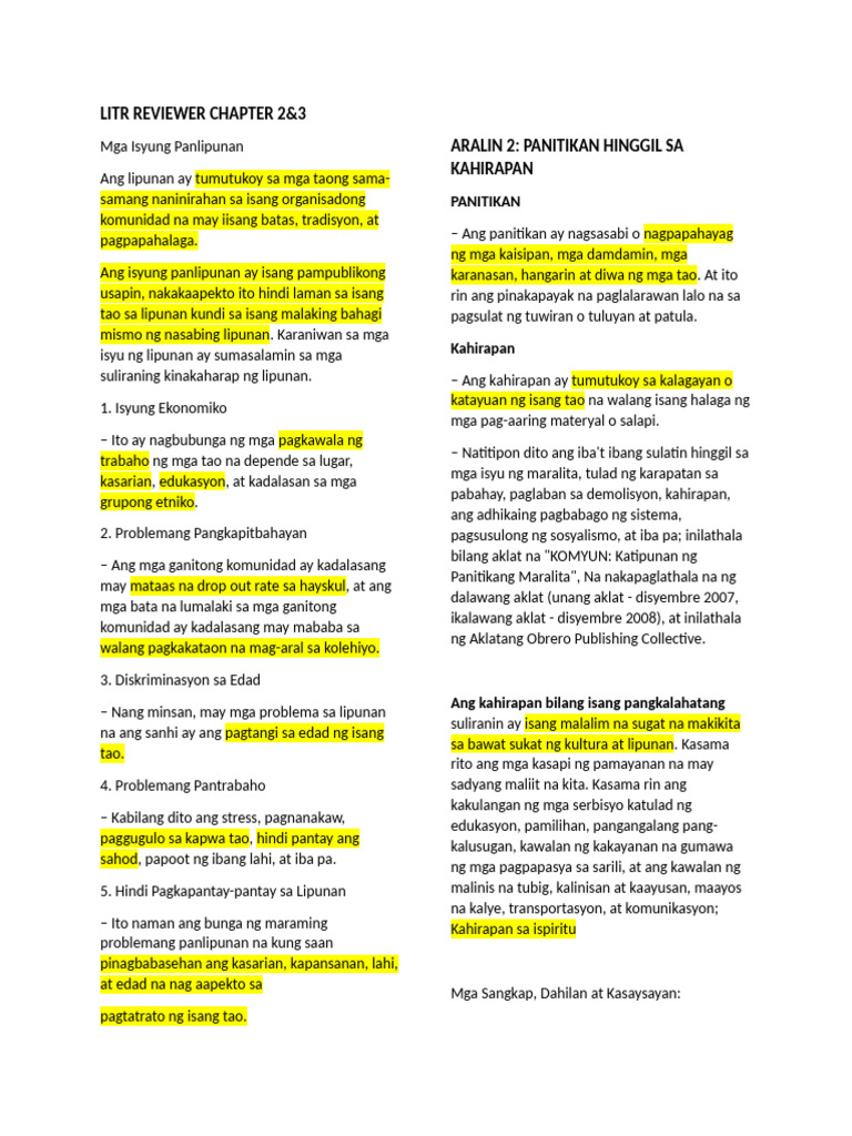 Litr Reviewer Chapter 2 | PDF