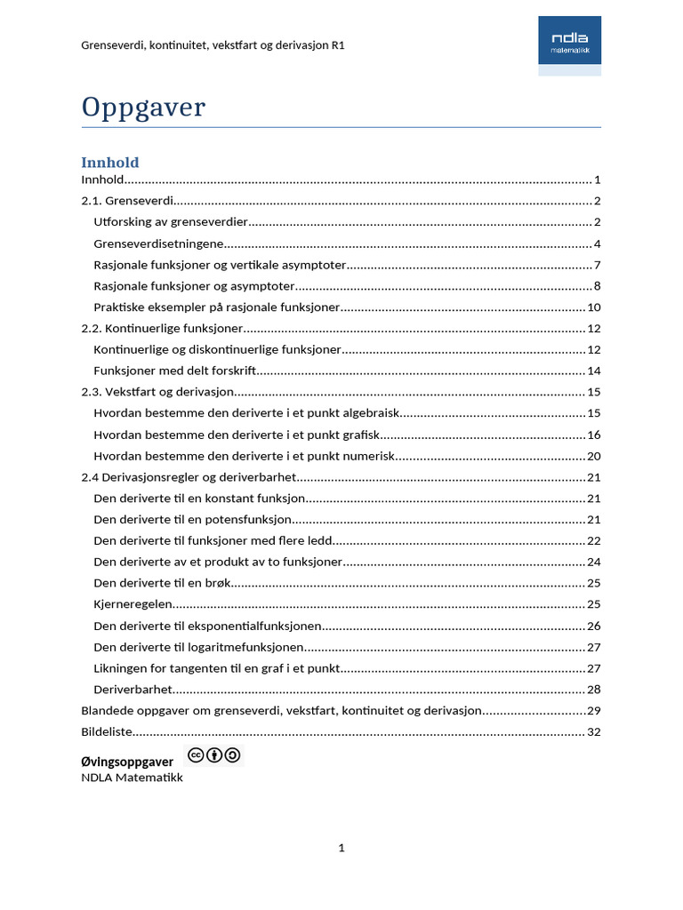 Oppgaver: Innhold | PDF
