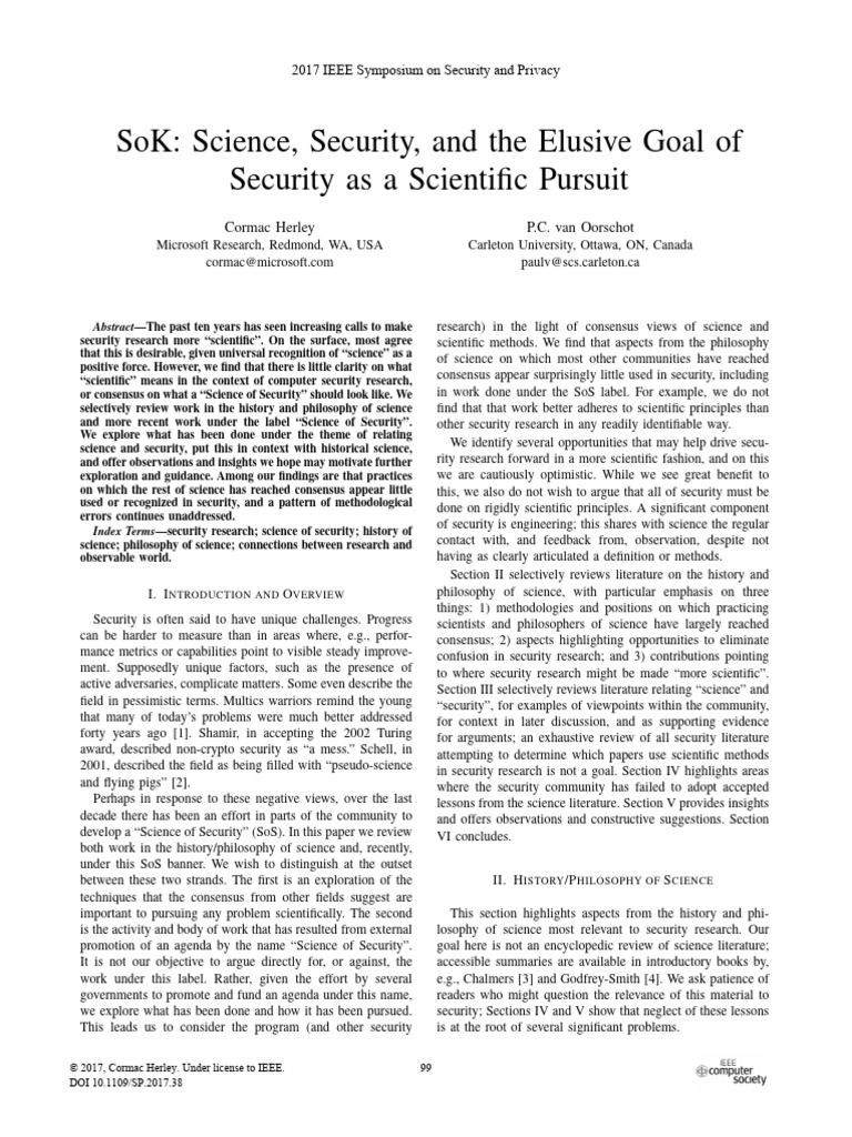 SoK Science Security and The Elusive Goal of Security As A Scientific ...