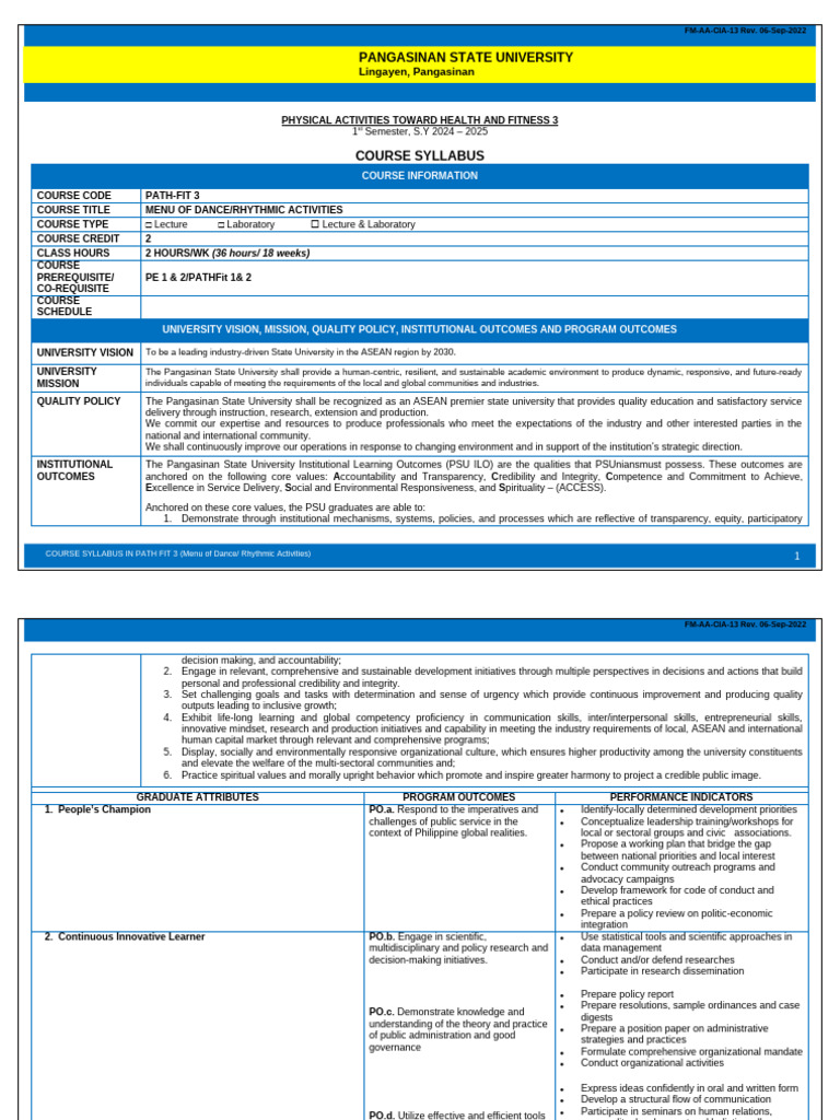 PATH FIT 3 SYLLABUS BaldwynLordCastro | PDF | Ballroom Dance | Career & Growth