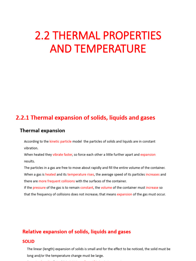 IGCSE PHYSICS CH 2.2 Thermal Properties | PDF