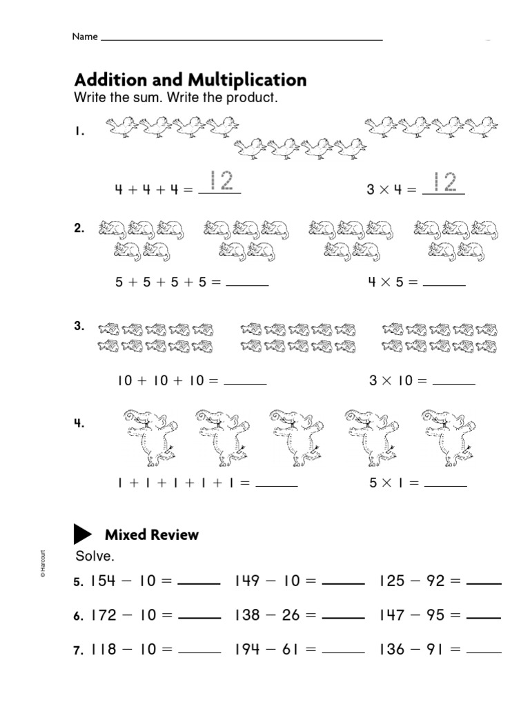 Addition & Multiplication Grade 2 | PDF