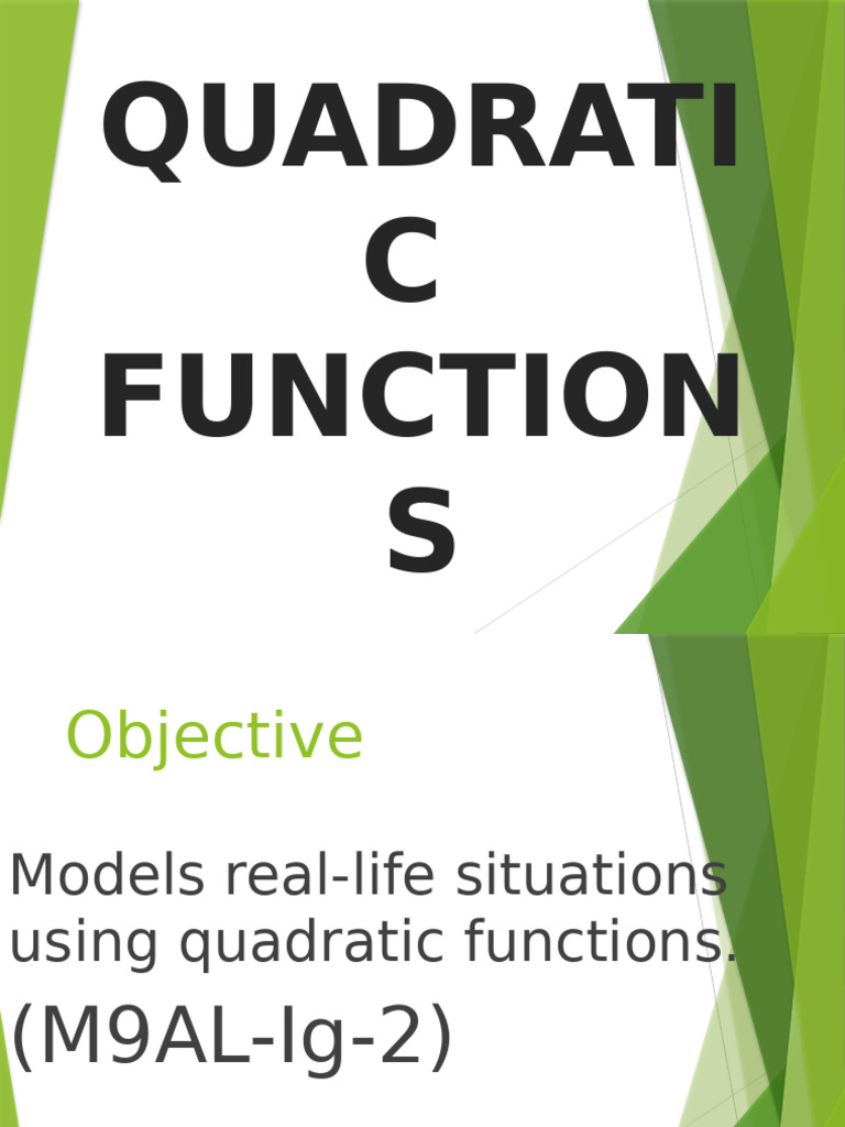 G9 Math Q1 - Week 6 - Quadratic Functions and Its Graph | PDF | Quadratic Equation ...