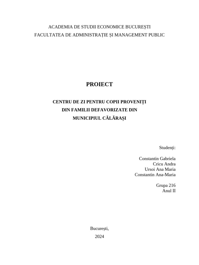Proiect - Centru de Zi Final | PDF