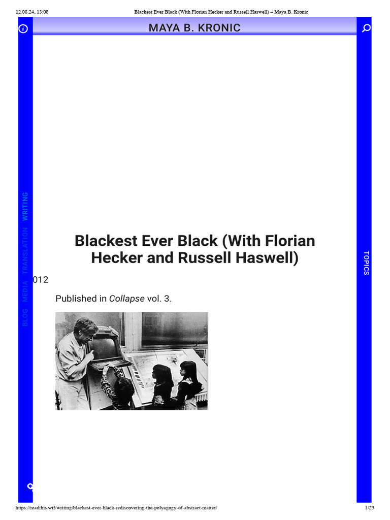 Blackest Ever Black (With Florian Hecker and Russell Haswell) - Maya B ...
