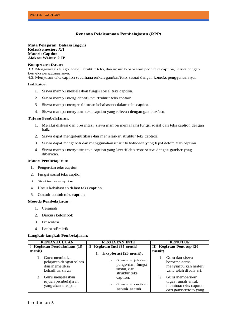 RPP X Bing (Thema 3) Ganjil | PDF