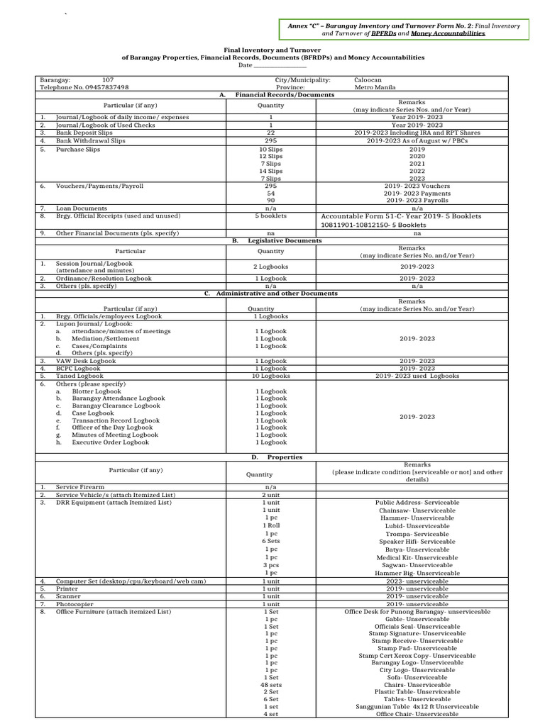 Final Inventory C Nov 2023 | PDF
