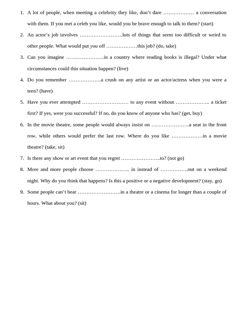 Gerund Infinitive Conversation Questions | PDF