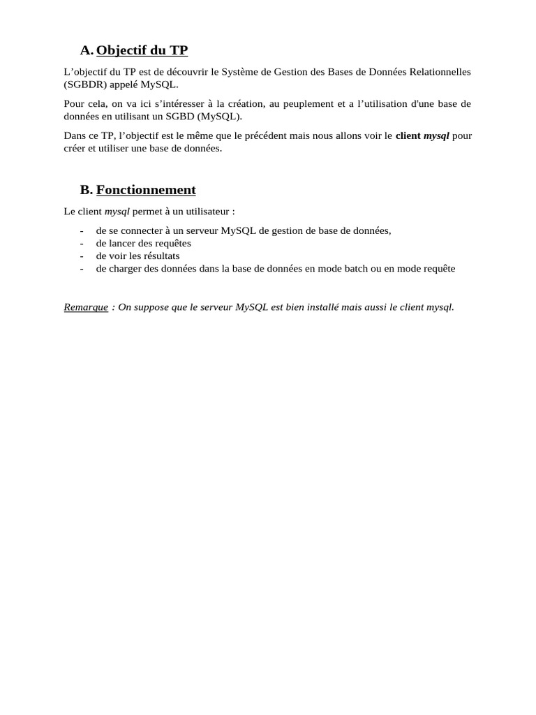 TP 1 Introduction MYSQL | PDF