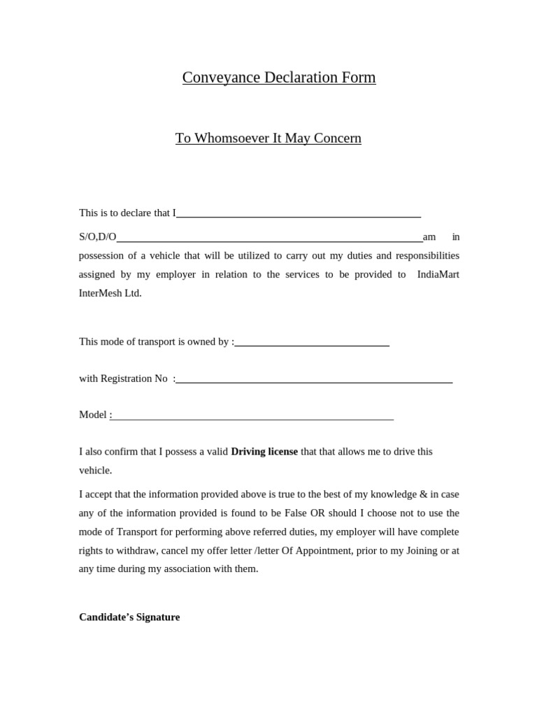 Conveyance Declaration Form | PDF