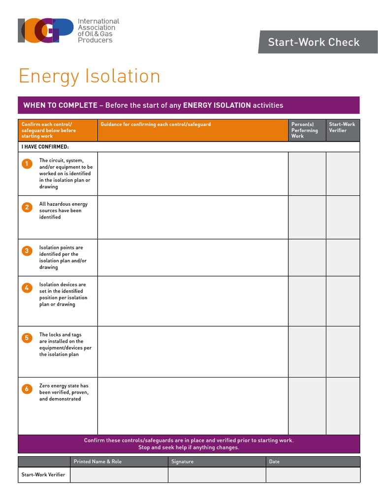 SWC - Energy Isolation - EDITABLE | PDF