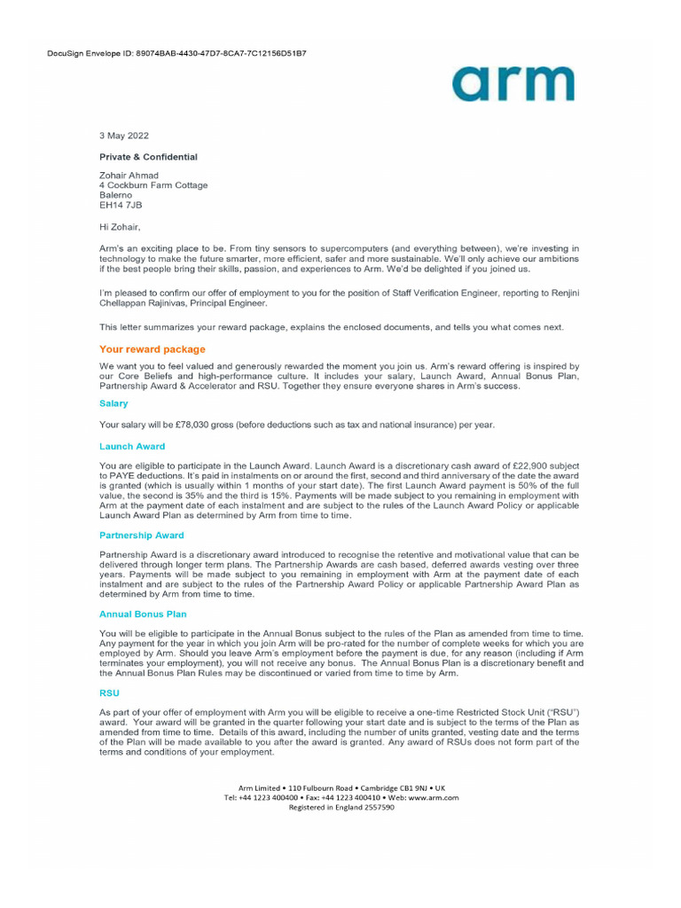 Arm Offer Letter | PDF