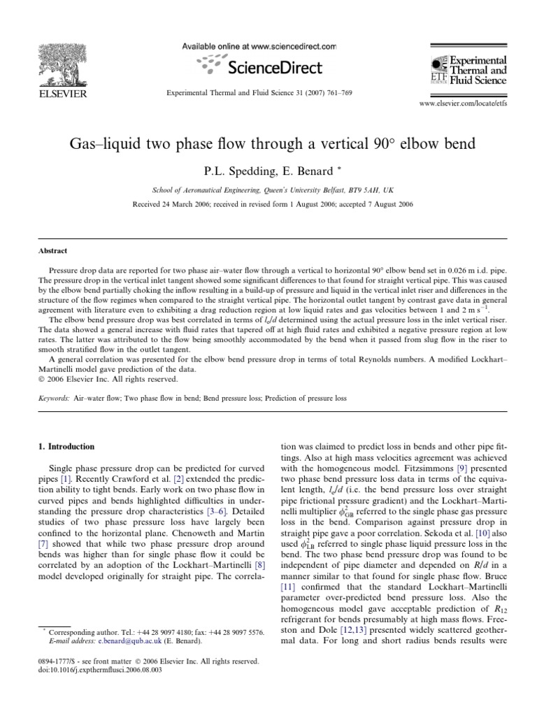 2 Phase Flow at Elbow | PDF | Fluid Dynamics | Flow Measurement