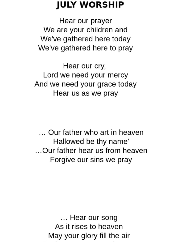 July Worship Final | PDF | Lord's Prayer | Christian Belief And Doctrine