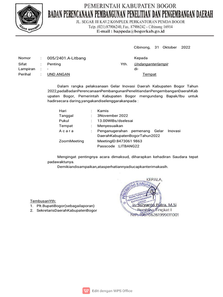 UNDANGAN PUNCAK GID 2022 (DARING) | PDF