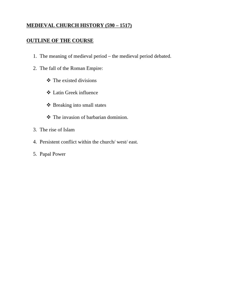 Medieval Church History | PDF