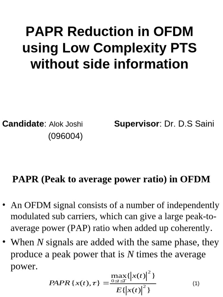 PAPR Reduction in OFDM Using Low Complexity PTS | PDF | Orthogonal Frequency Division ...