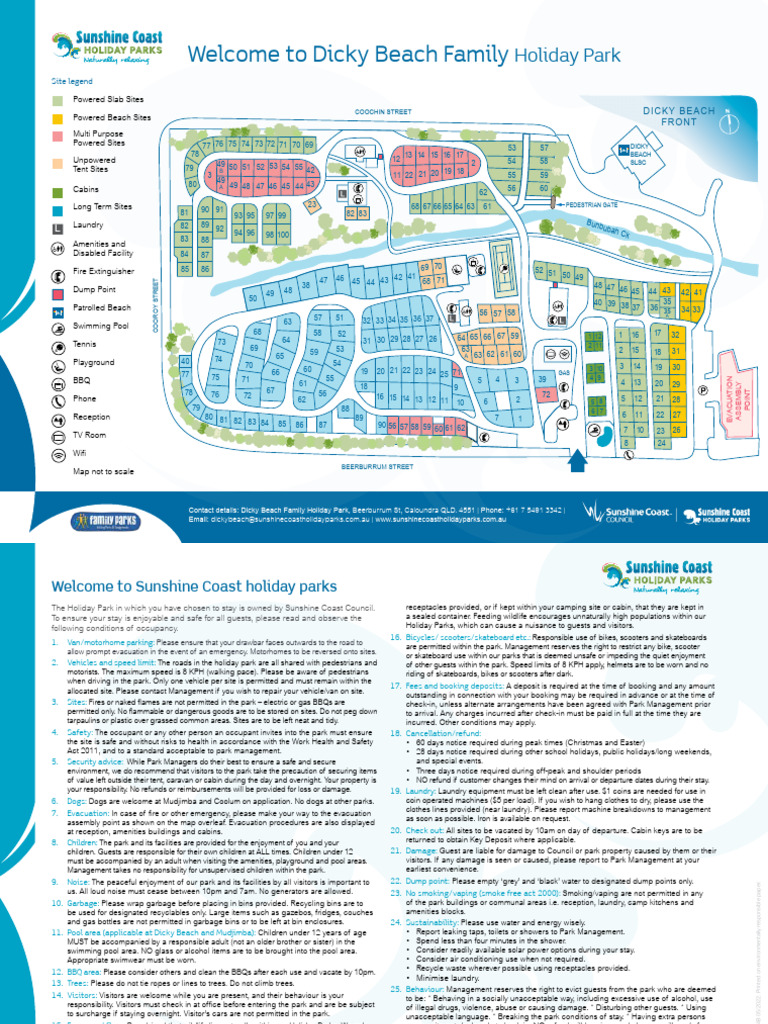 dicky-beach-family-holiday-park-site-map-and-rules | PDF