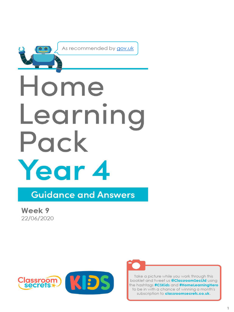 Year 4 Week 9 Home Learning Pack Guidance and Answers | PDF