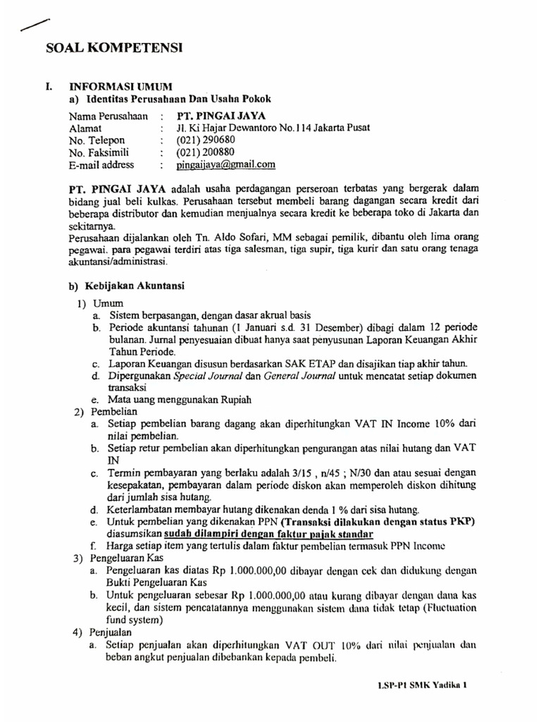 PT Pingai Jaya - LSP Yadika 2024 | PDF