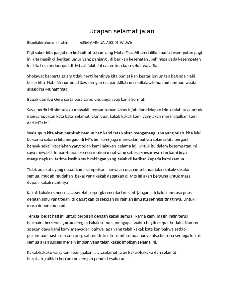 Ucapan Selamat Jalan | PDF