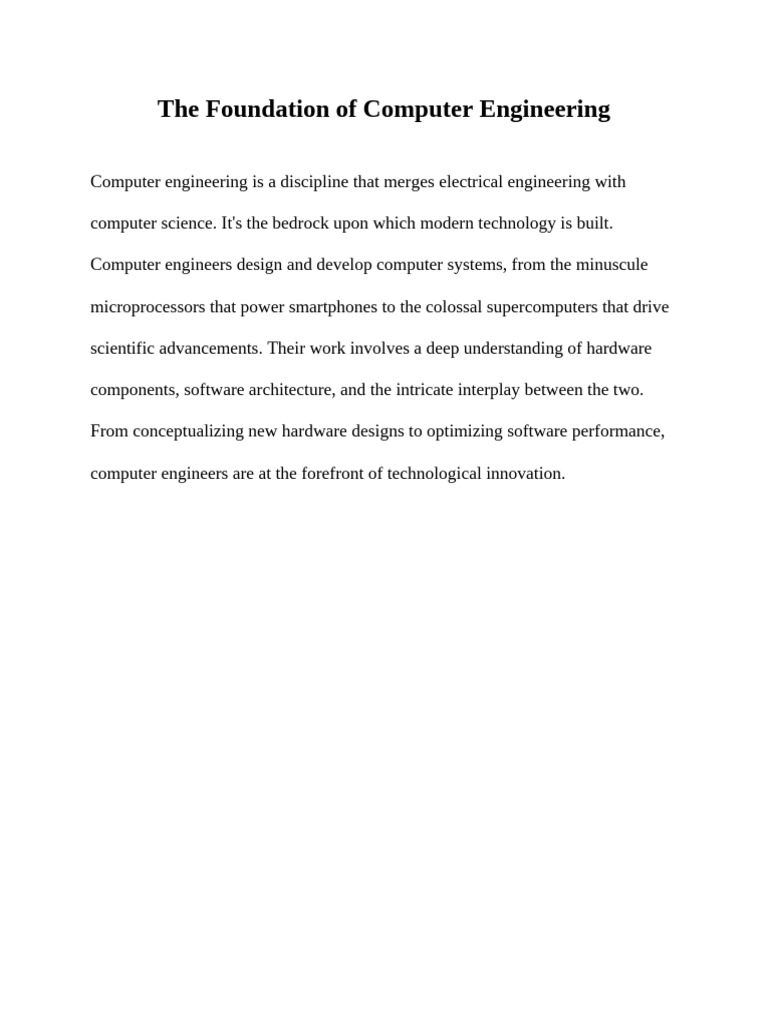 The Foundation of Computer Engineering | PDF