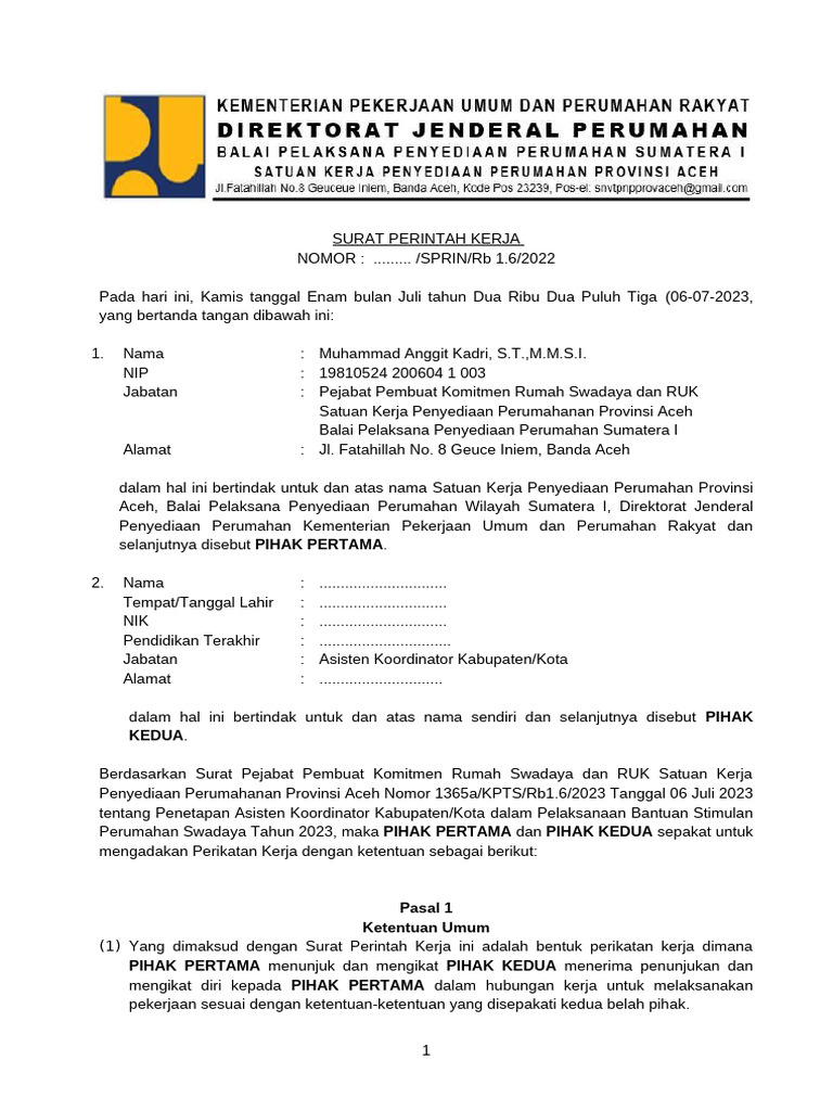 Format SPK Askab 2023 | PDF