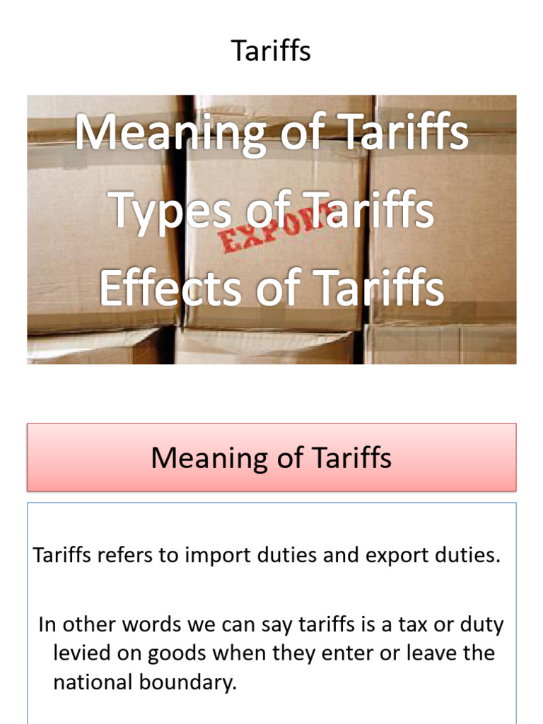 Tariffs | PDF