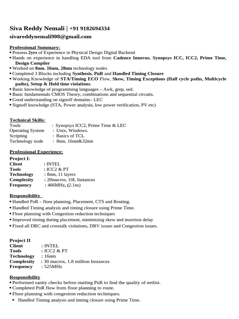 Siva Reddy Nemali - PD | PDF