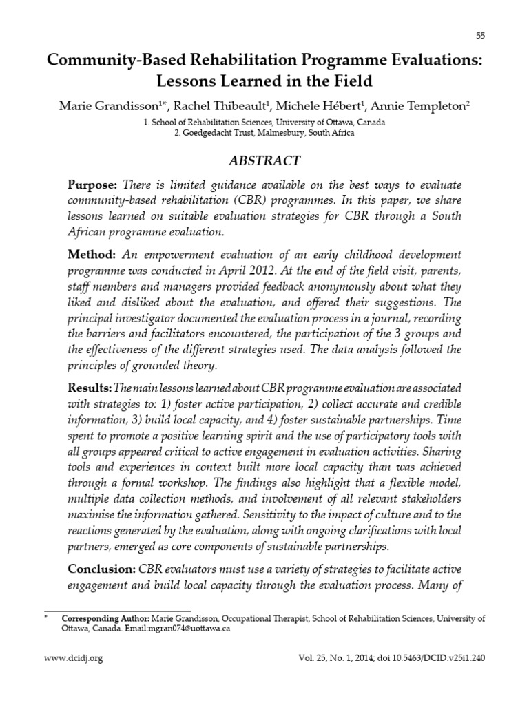 Community Based Rehabilitation Programme Evaluations | PDF Community Based Rehabilitation Programme Evaluations | PDF