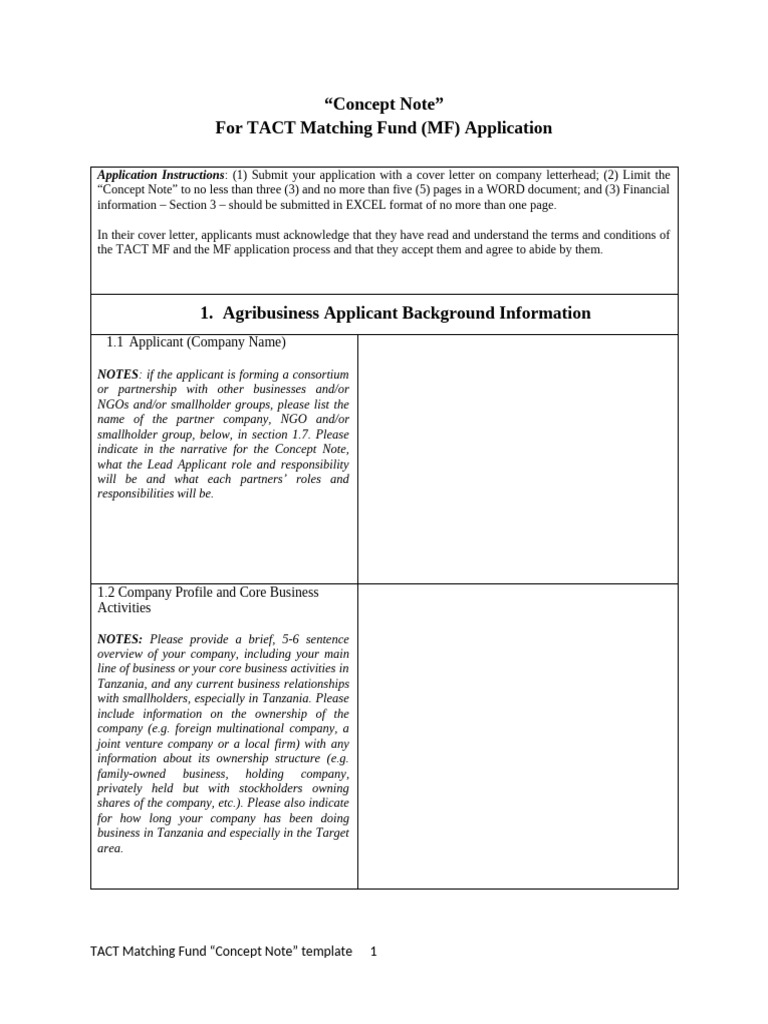 CONCEPT NOTE-Template - TACT | PDF