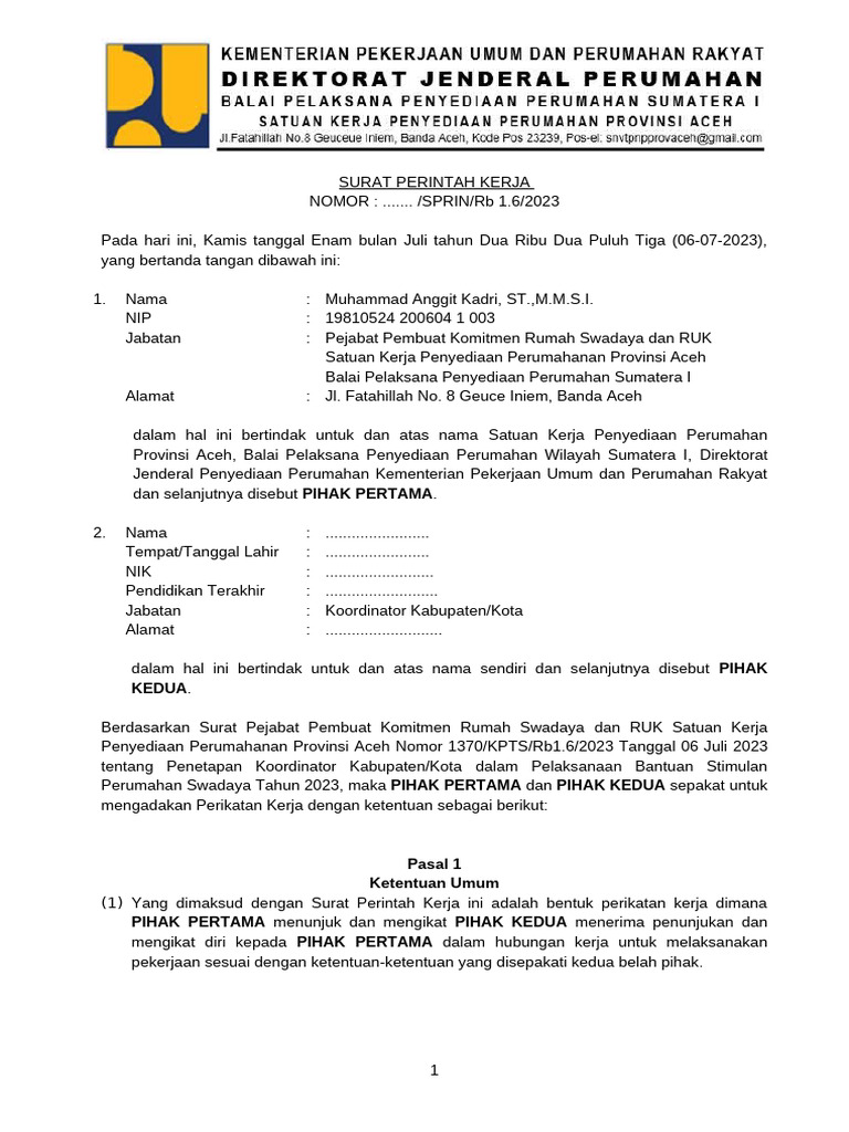 A. Format SPK Korkab 2023 | PDF