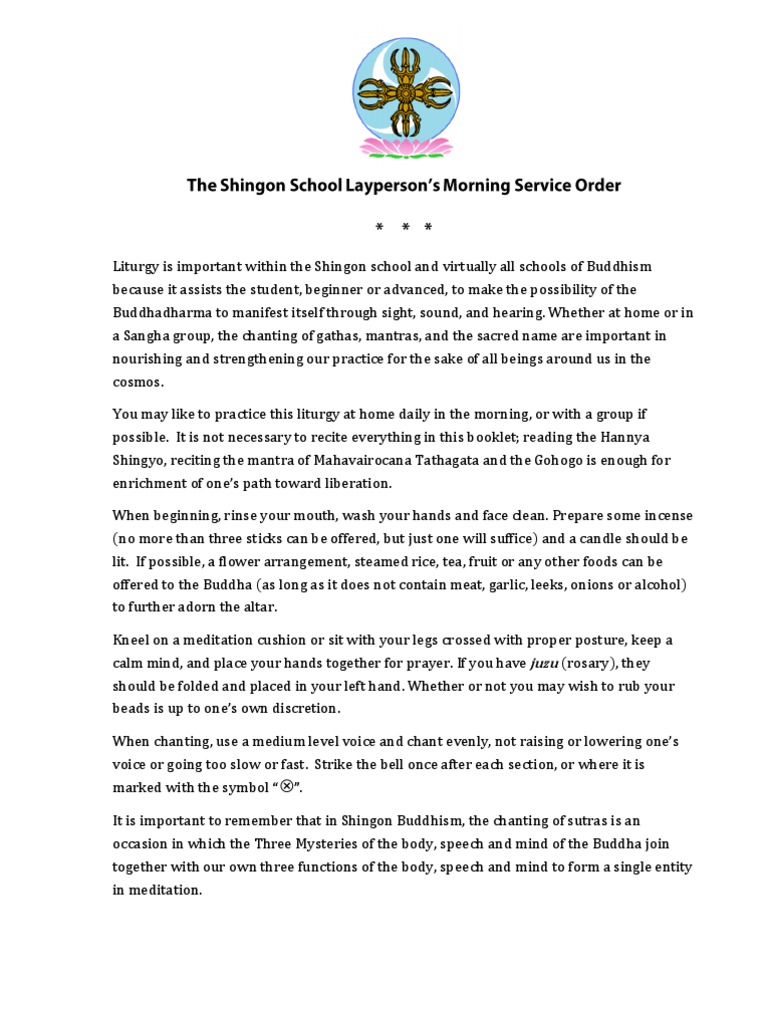 Shingon Layperson's Morning Service | PDF | Enlightenment In Buddhism ...