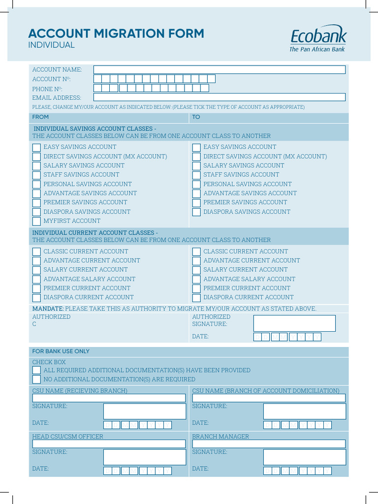 Account Migration Form: Individual | PDF