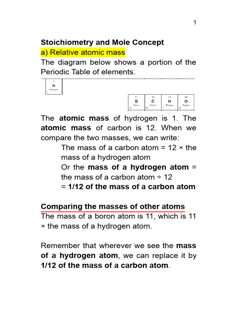 Stoichiometry and Mole Concept | PDF