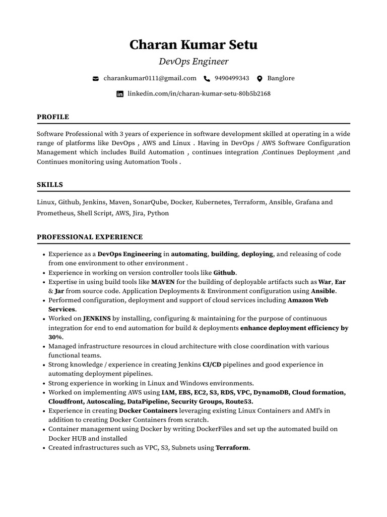 Charan Kumar Setu DevOps 2 | PDF