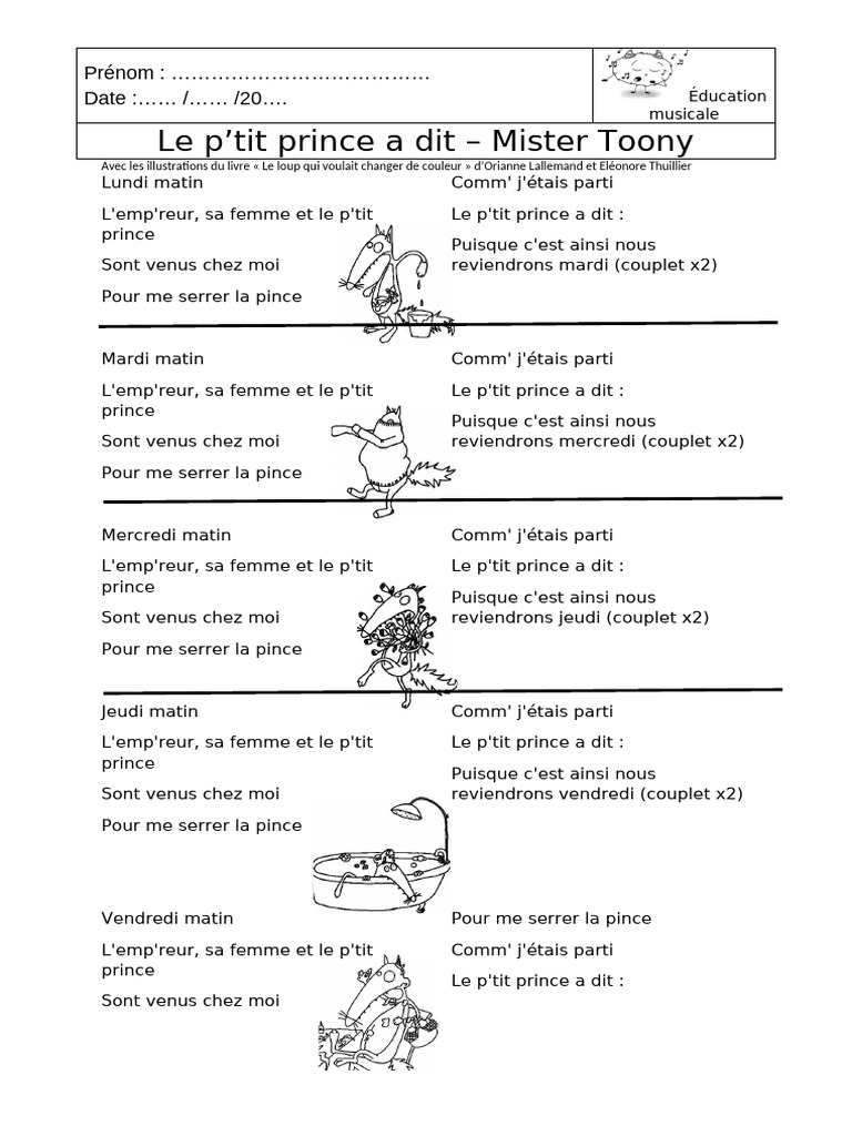 Chanson Des Jours de La Semaine | PDF