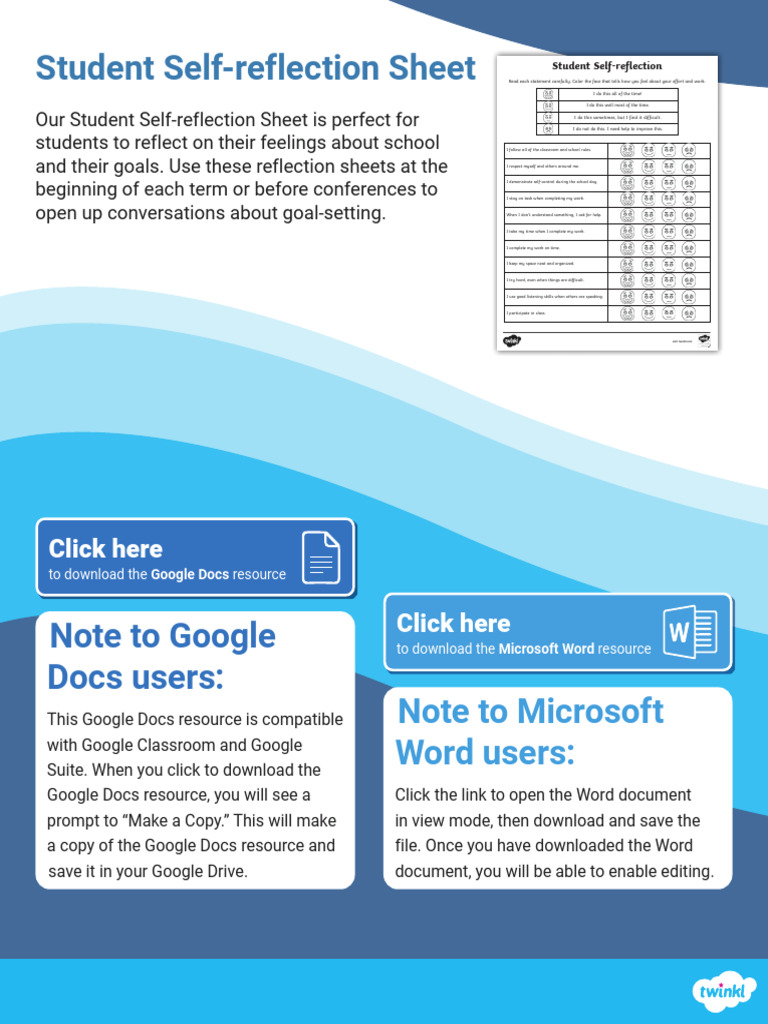 Us CM 1664389429 Student Self Reflection Sheet - Ver - 4 | PDF