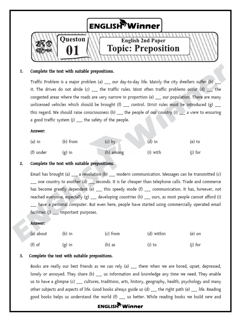 HSC'24 Preposition Final Suggestion | PDF